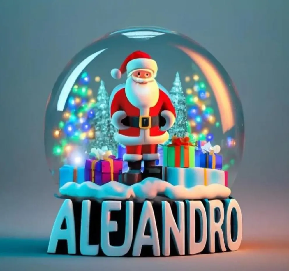 Nombres personalizados en diseños en 3D con temática de Navidad, creados por la inteligencia ...